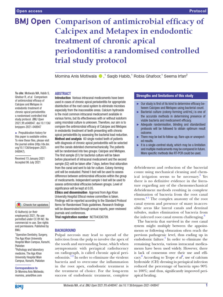 Comparison of Antimicrobial Efficacy of Calcipex A | PDF