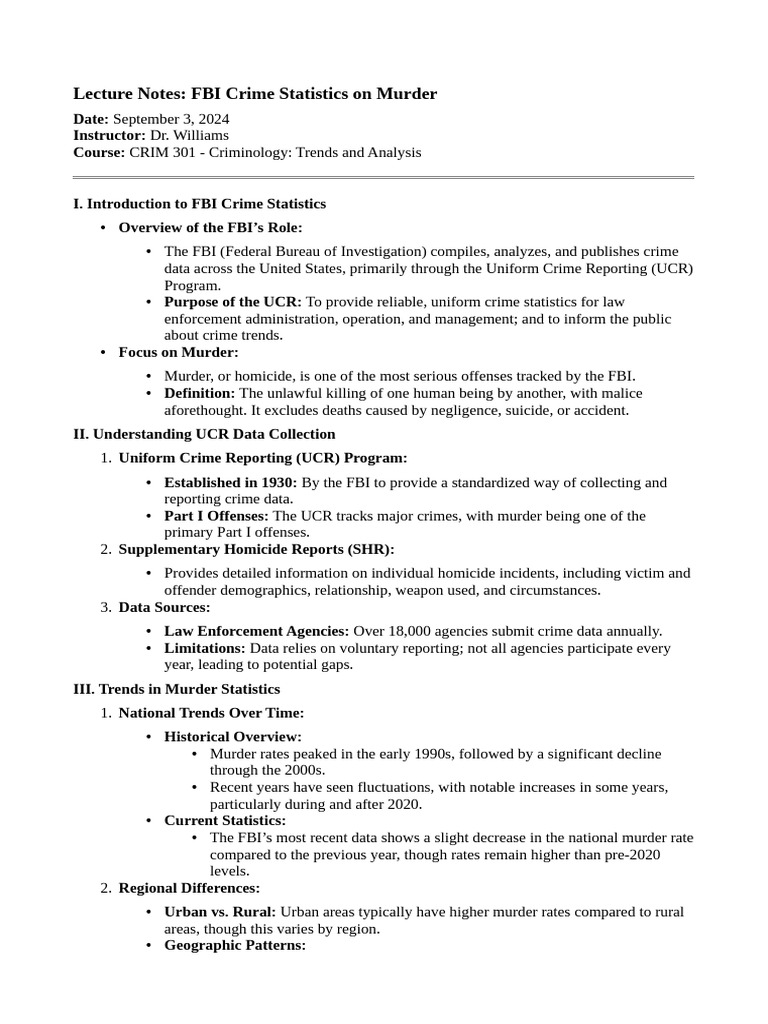 Notes On Fbi Crime Statistics | PDF | Uniform Crime Reports | Politics