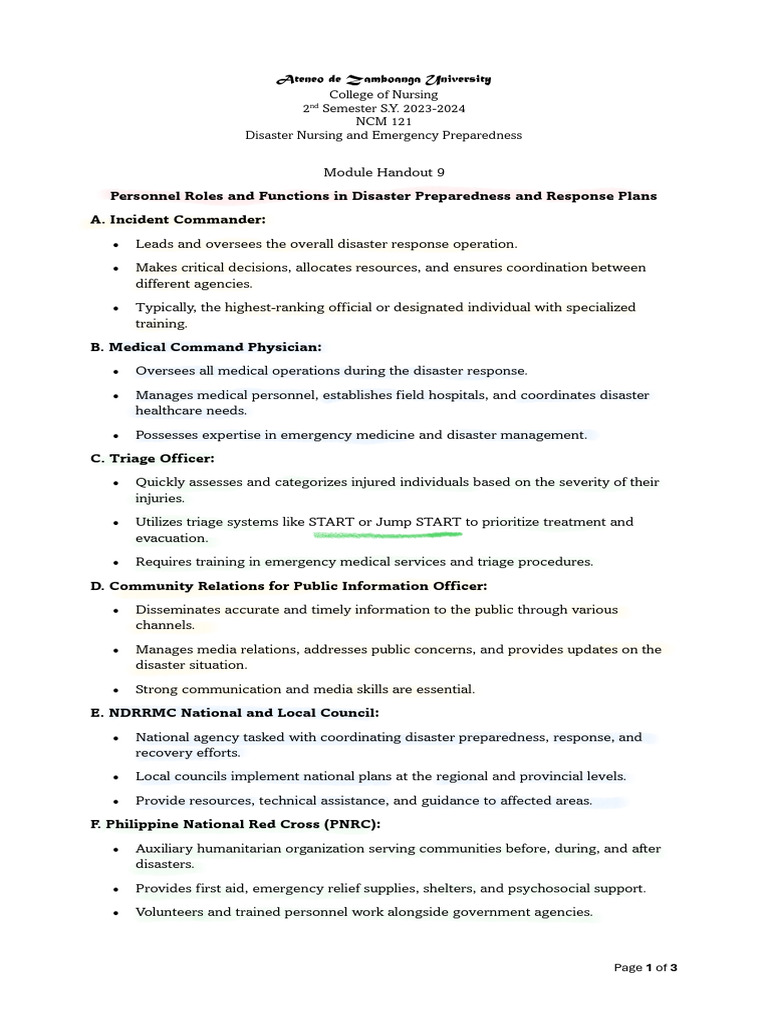 Module Handout 9 | PDF | Emergency Management | Self-Improvement