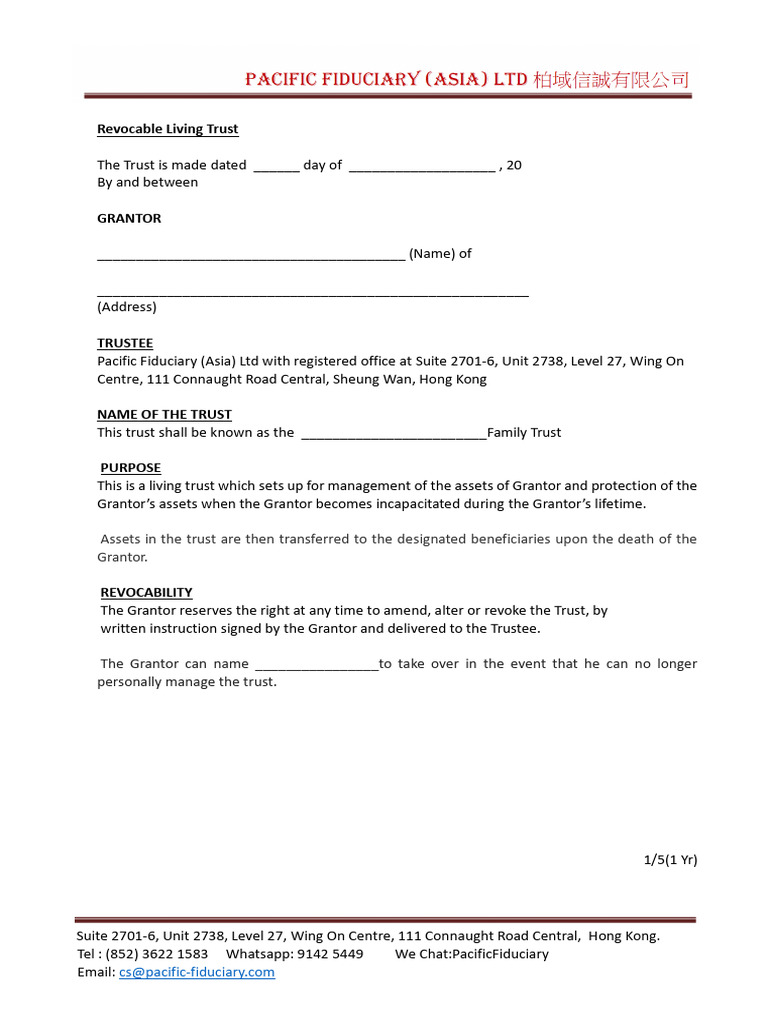 Revocable Family Trust Agreement | PDF | Trustee | Private Law