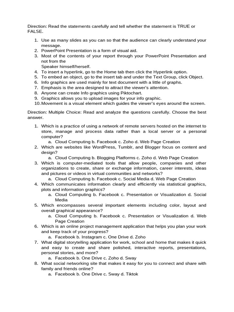 Etech Diagnostic With Answer Key | PDF