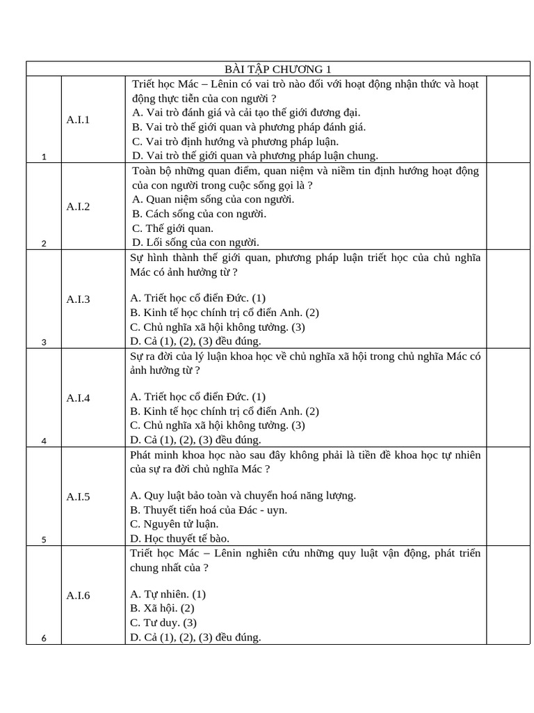 GDCT - CD.bai Tap Chuong 1.docxg I SVODA | PDF