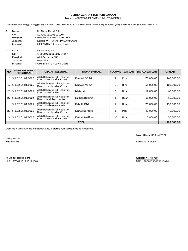 Format Ba Stok | PDF