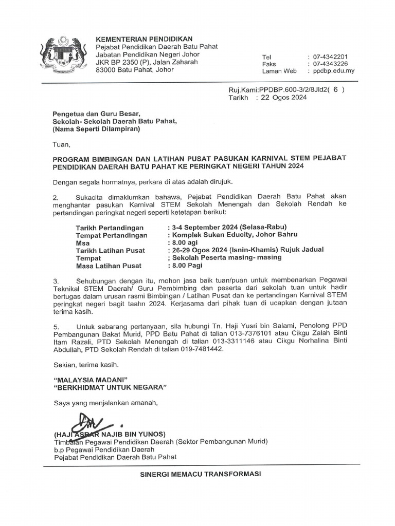 Program Bimbingan Dan Latihan Pusat Pasukan Karnival Stem PPD BP | PDF