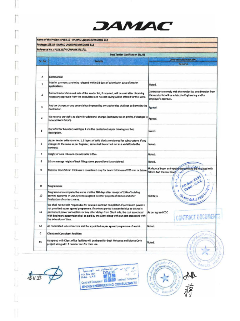 Post Tender Clarification 1 | PDF