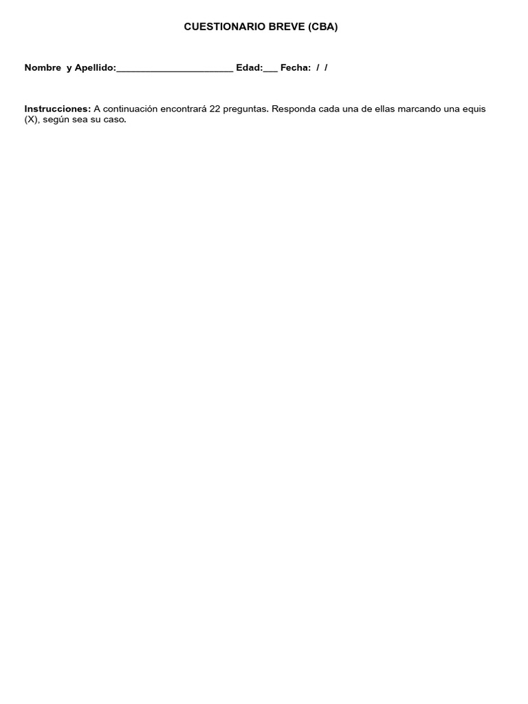 Cuestionario Breve Cba. | PDF