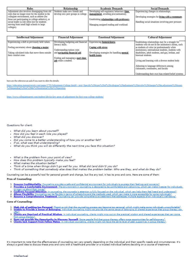 College Adjustment Simulation | PDF