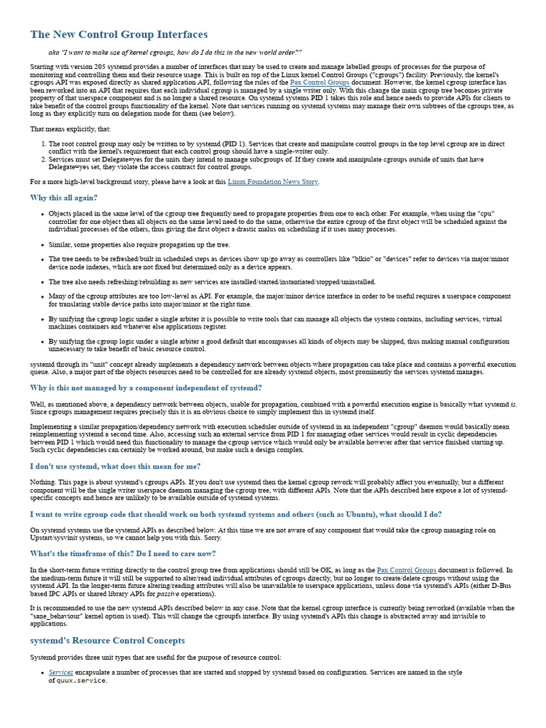 Control Group Interface | PDF