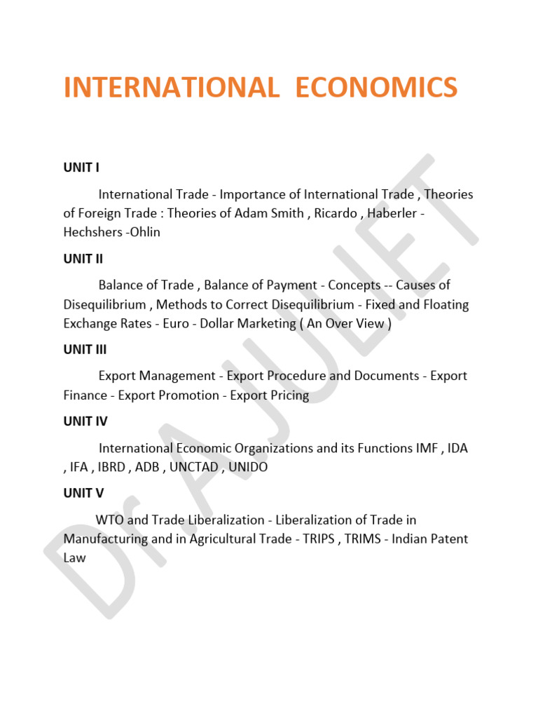 International Economics NOTES | PDF