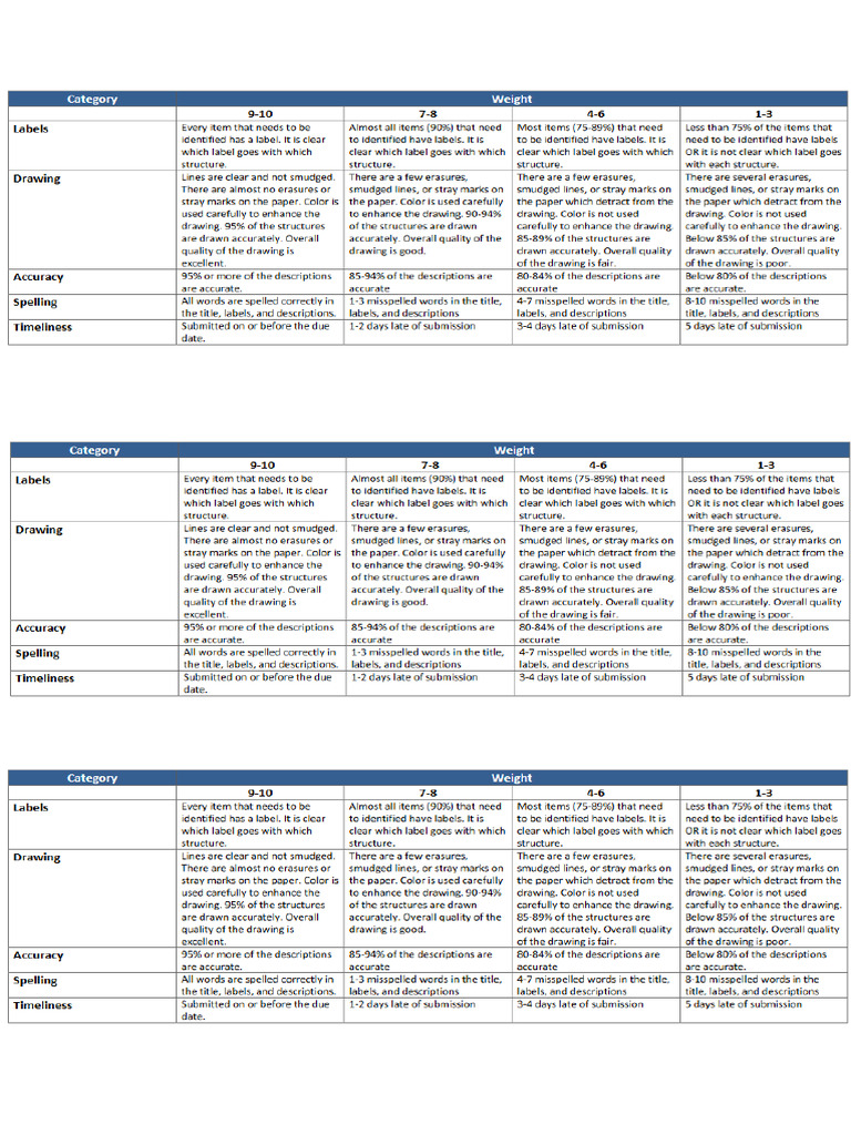 Rubrics Drawing | PDF