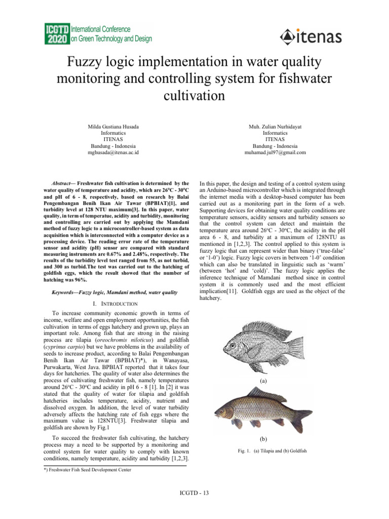 1.13. Fuzzy Logic Implementation in Water Quality Monitoring and Controlling System For ...