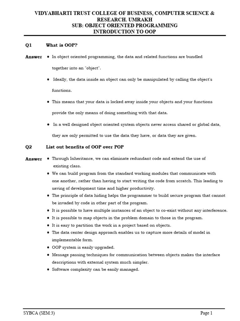Intro to Oop | PDF Intro to Oop | PDF