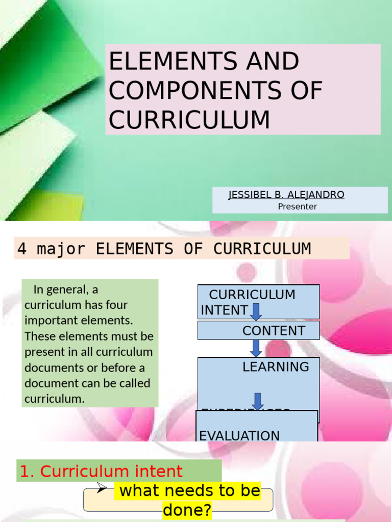 Elements and Components of Curriculum | PDF