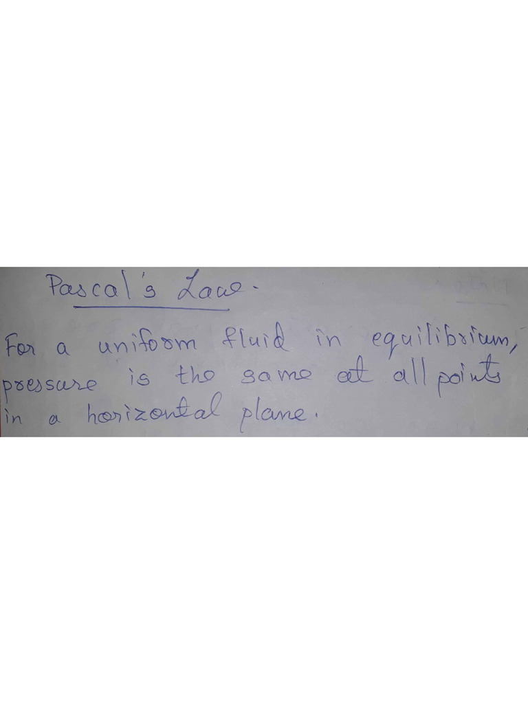 Physics Notes - Pascal's Law, Bernoulli's Principle | PDF