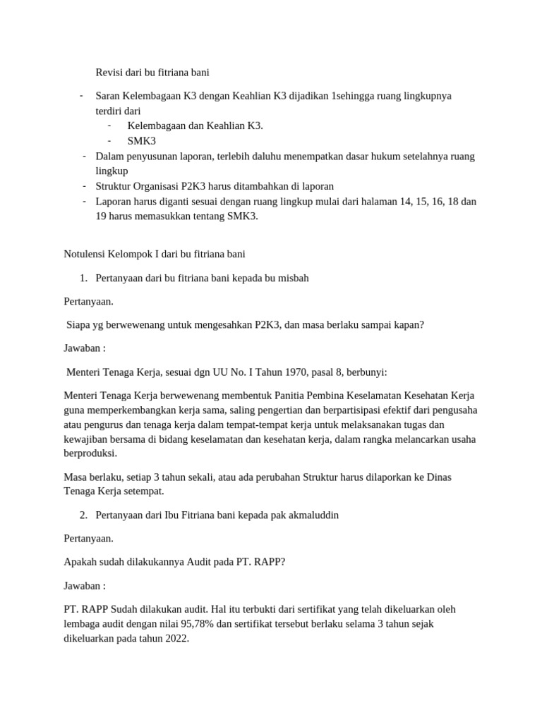 Notulensi Kelompok I Lengkap | PDF