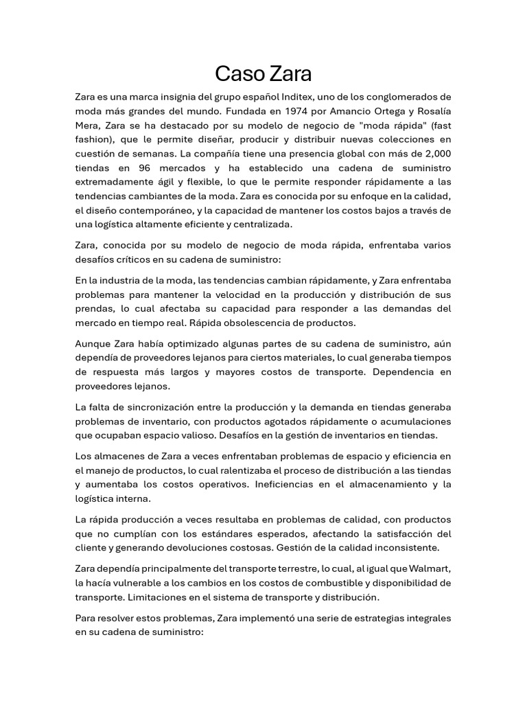 S04 - Caso Zara | PDF | Logística | Negocios