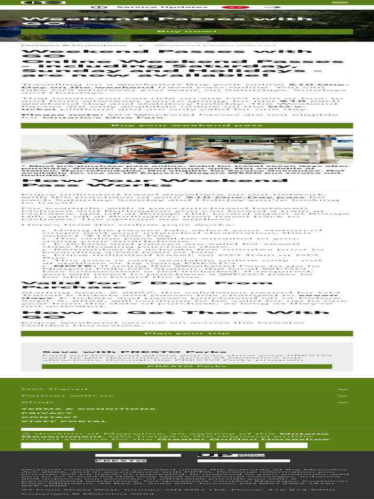 Weekend & Holiday Unlimited Pass GO Transit | PDF