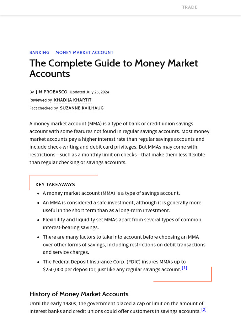The Complete Guide To Money Market Accounts | PDF