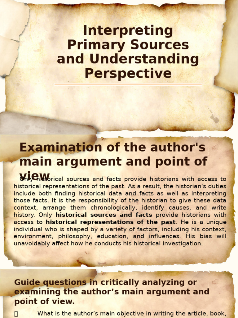 Interpreting Primary Sources and Understanding Perspective | PDF