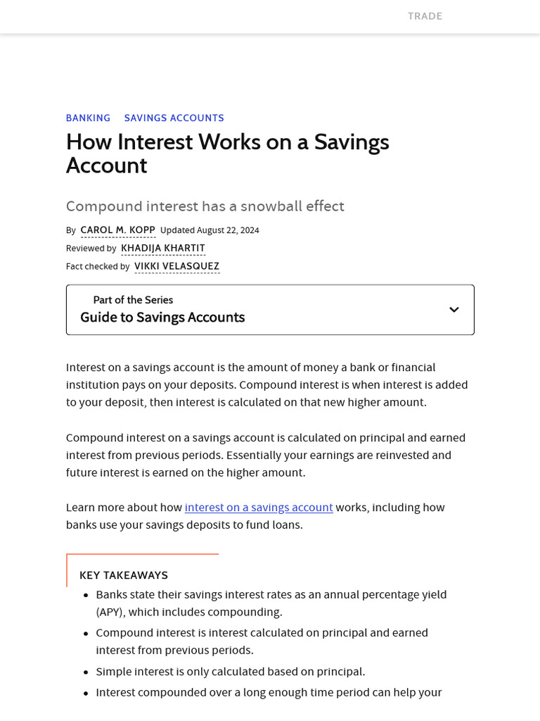 How Interest Works On A Savings Account | PDF