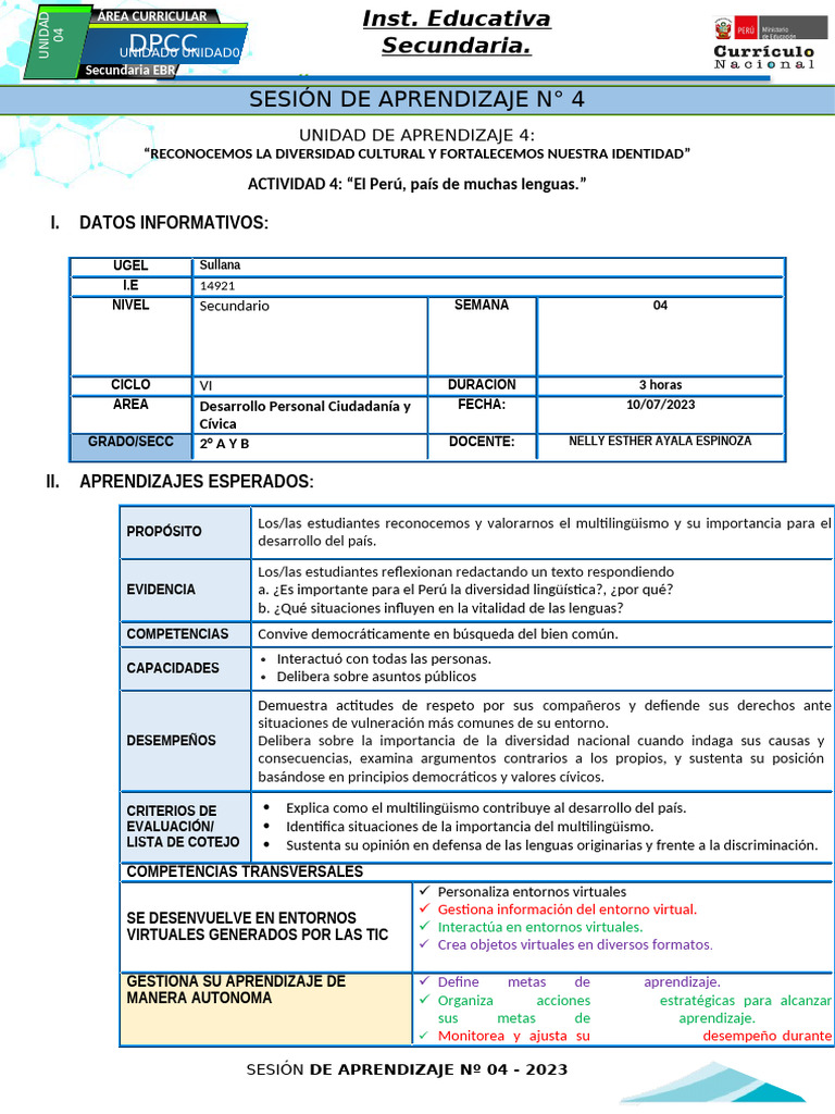 2º DPCC - Ses 4 Uni 4 - Sem 04 | PDF