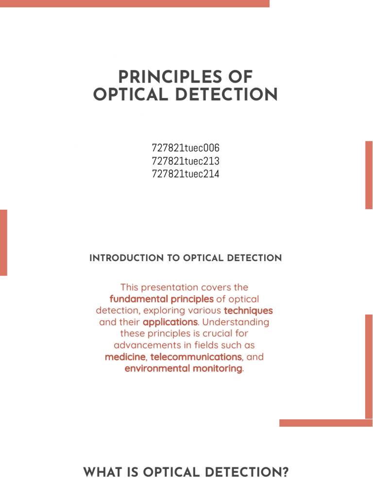 Fundamental Principles of Optical Detection Techniques and Applications ...
