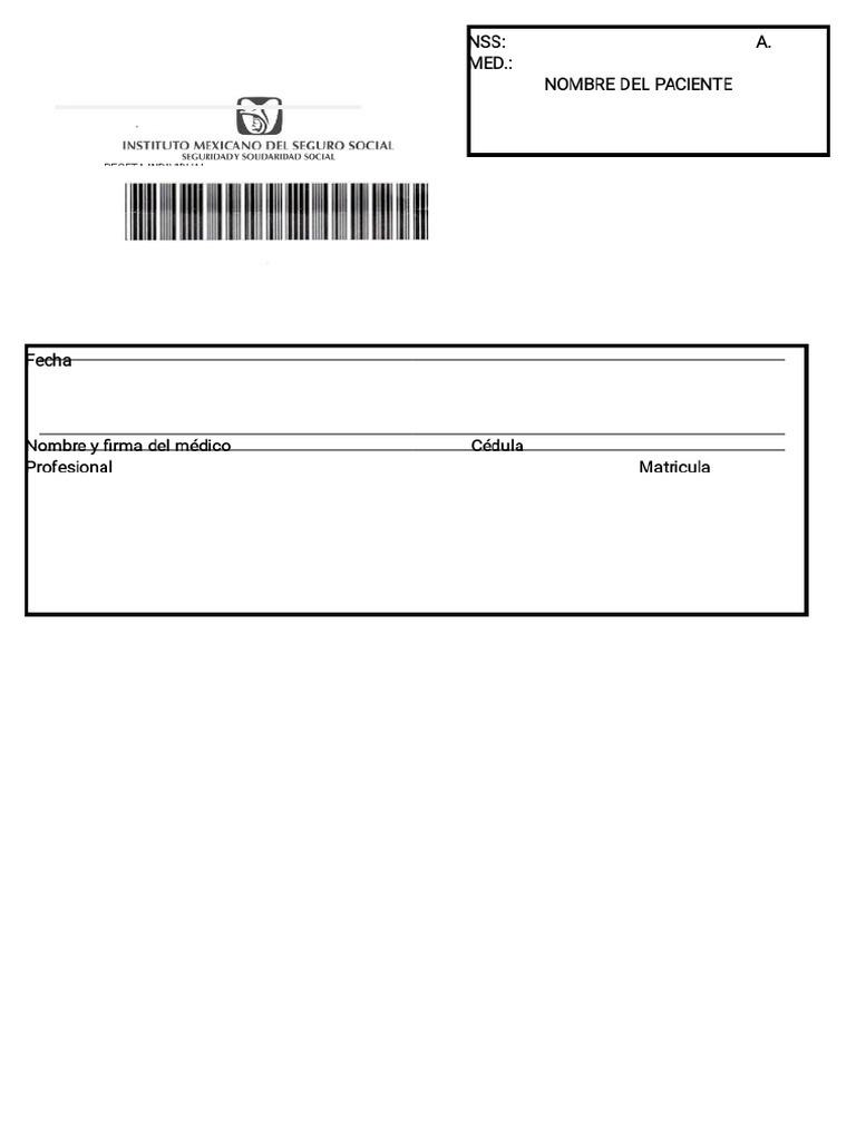 Receta IMSS Editable 1 Docx | PDF