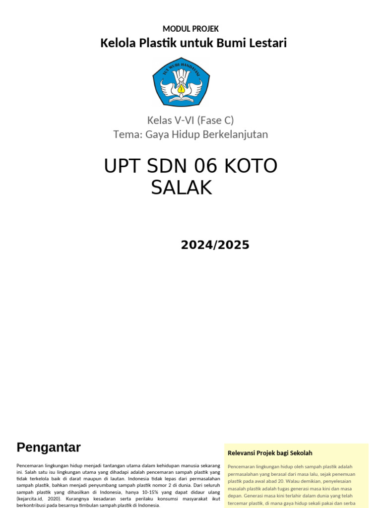 Modul PROJEK KELAS 6 | PDF