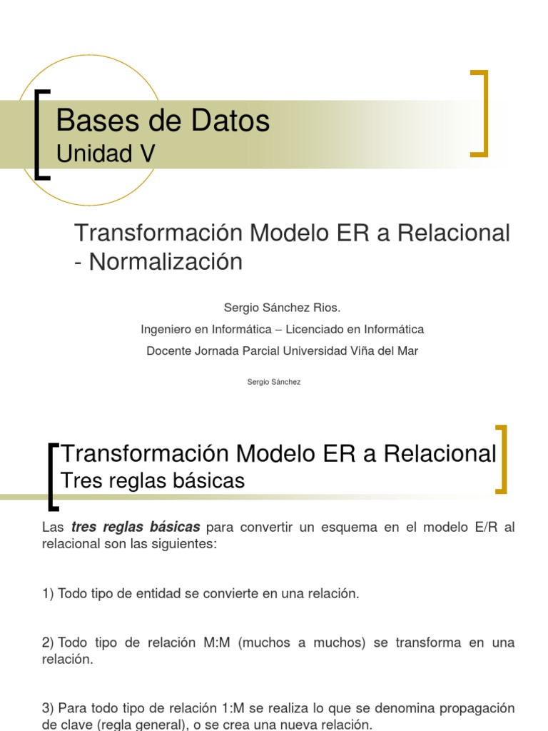 Transformación de Modelo ER a Relacional | PDF | Modelo relacional ...