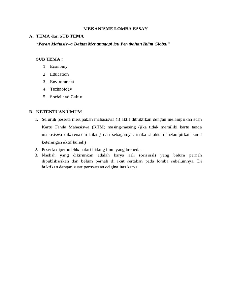 Mekanisme Lomba Essay | PDF