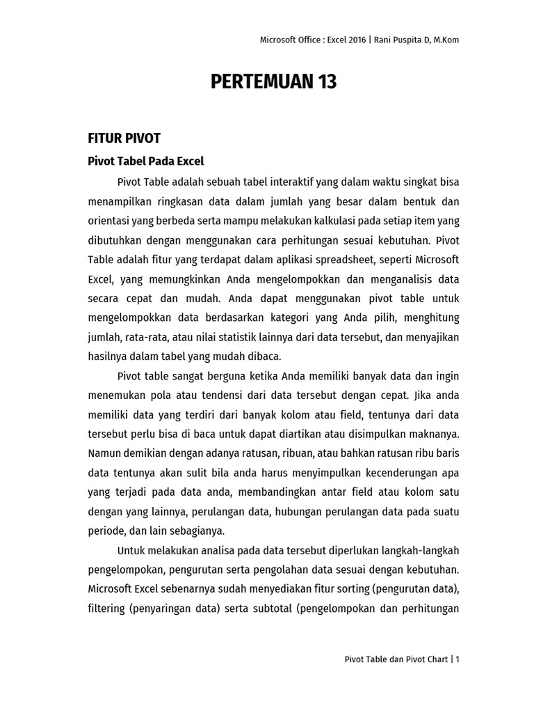 Pivot Tabel | PDF