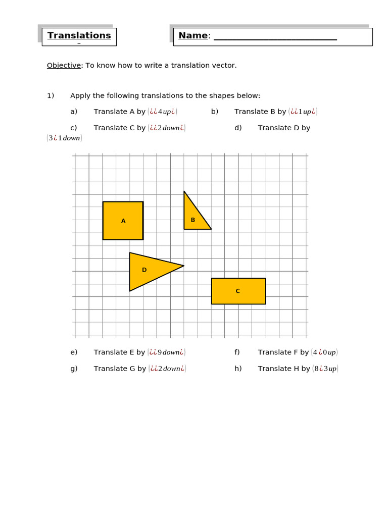 Y7 Translations 2 - Worksheet | PDF