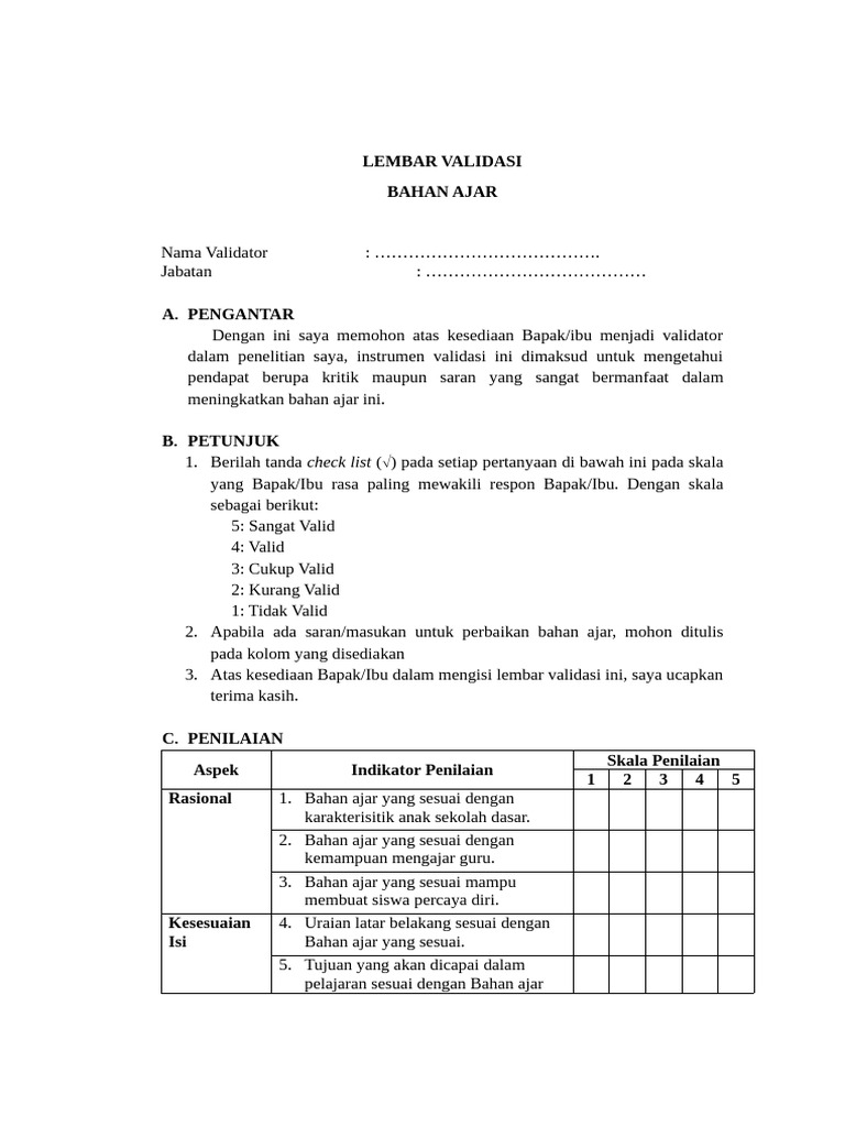 Lembar Validasi | PDF