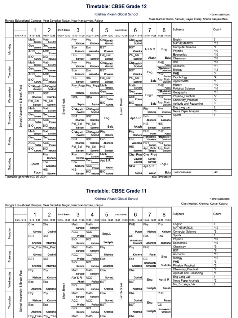 Class - TT - 30july 2024 | PDF | Science