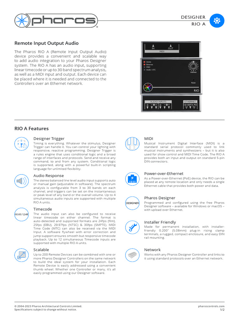 DMX LED Controller (Pharos RIO A) | PDF