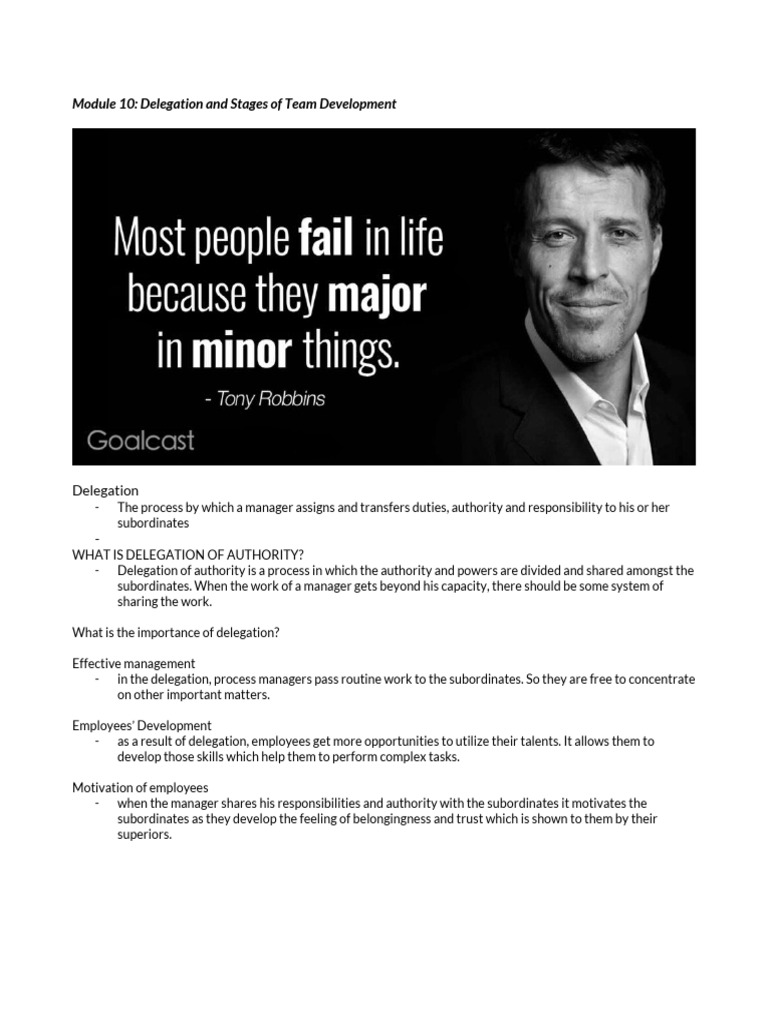 Module 10_ Delegation and Stages of Team Development | PDF