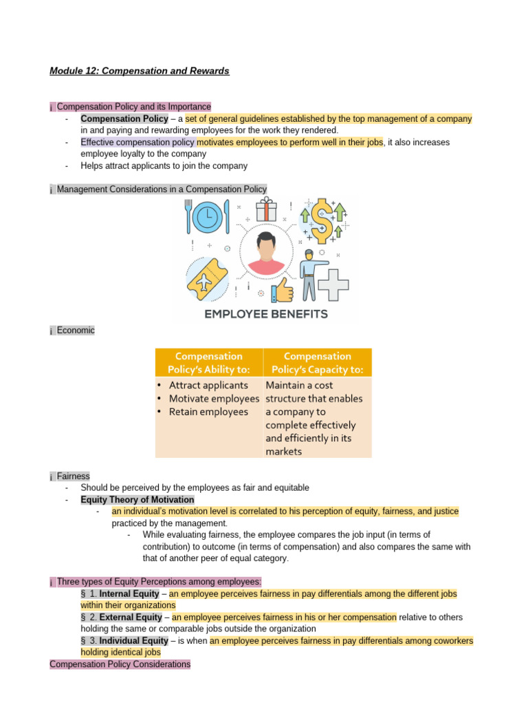 Module 12. Compensation and Rewards | PDF