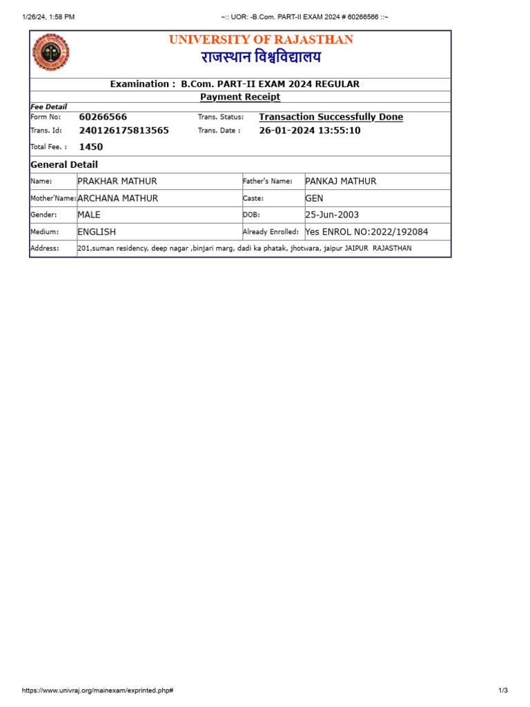 UOR - B.Com. PART-II EXAM 2024 # 60266566 | PDF