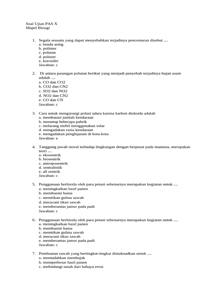 Soal Pas Genap X | PDF