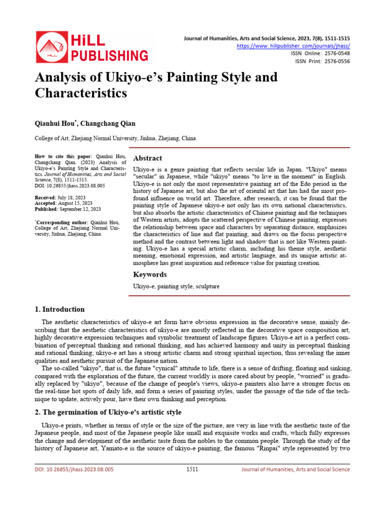 Analysis of Ukiyo-E's Painting Style and Characteristics: Qianhui Hou, Changchang Qian | PDF