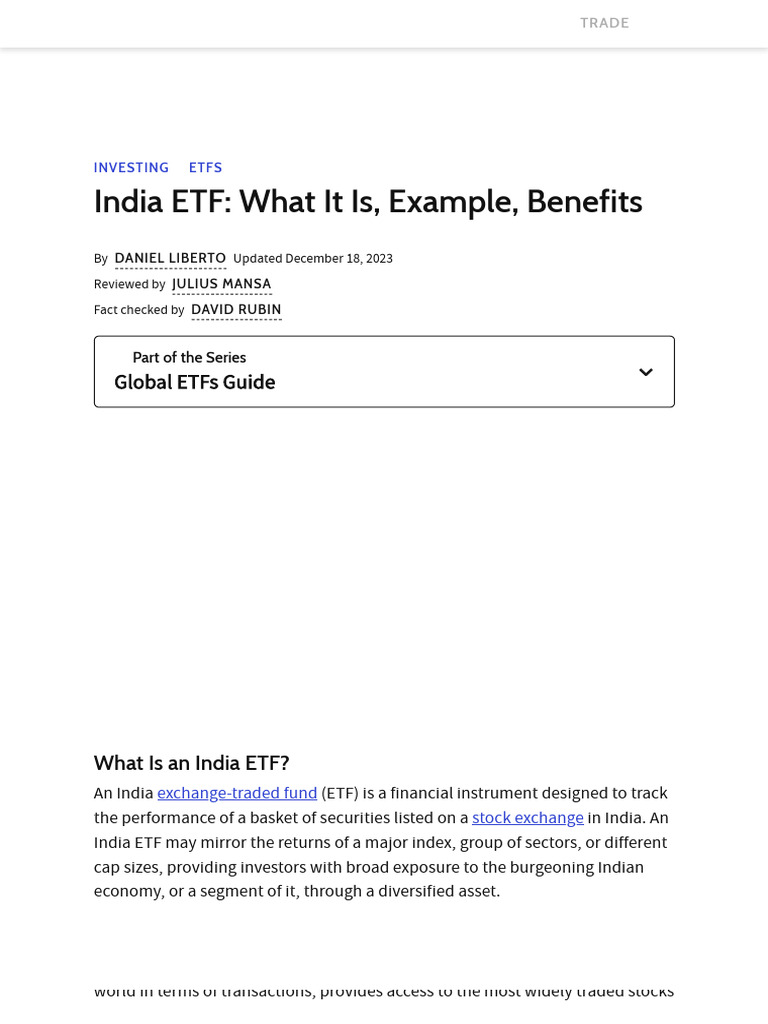 India ETF - What It Is, Example, Benefits | PDF
