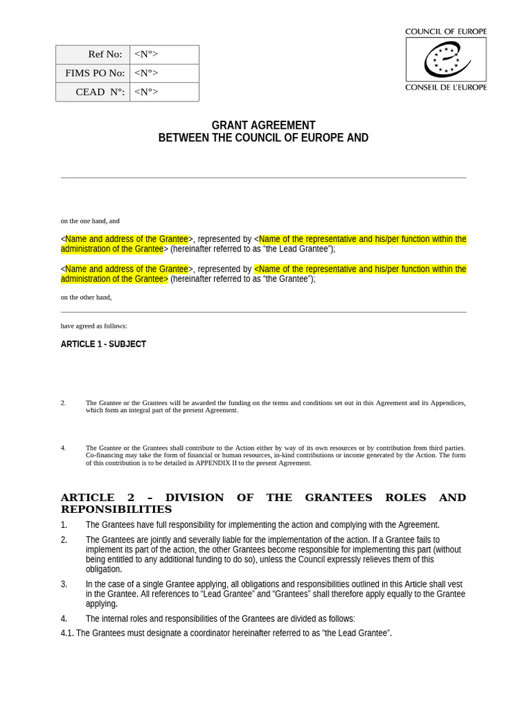 APPENDIX III - Grant Agreement (for information only) (1) | PDF