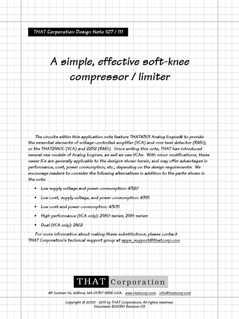 A Simple Effective Soft-Knee Compressor Limiter | PDF