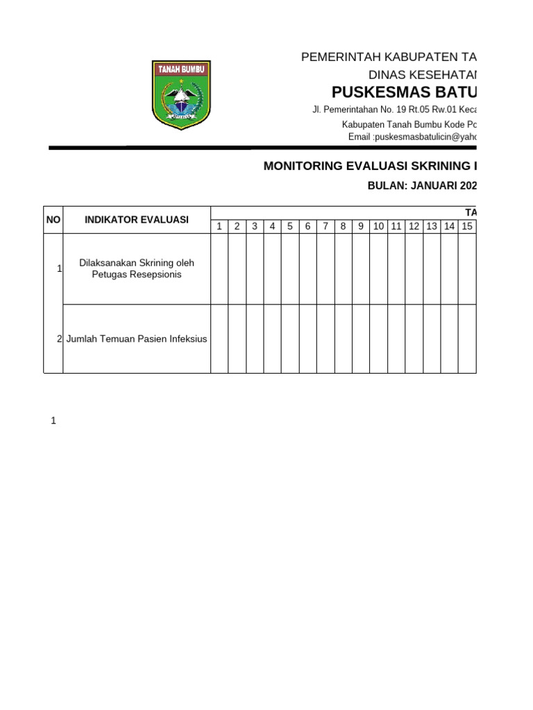 Monitoring Skrining Pasien Infeksius | PDF
