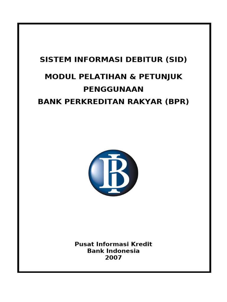 Modul pelatihan & petunjuk penggunaan SID BPR | PDF