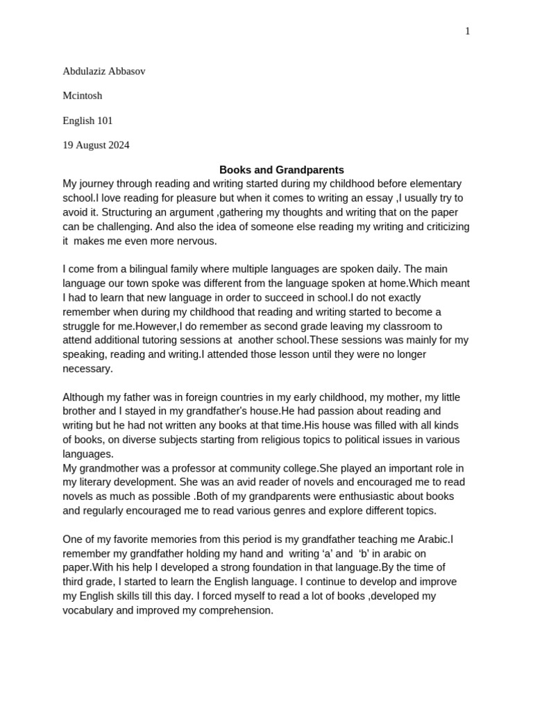 Personal Narrative | PDF