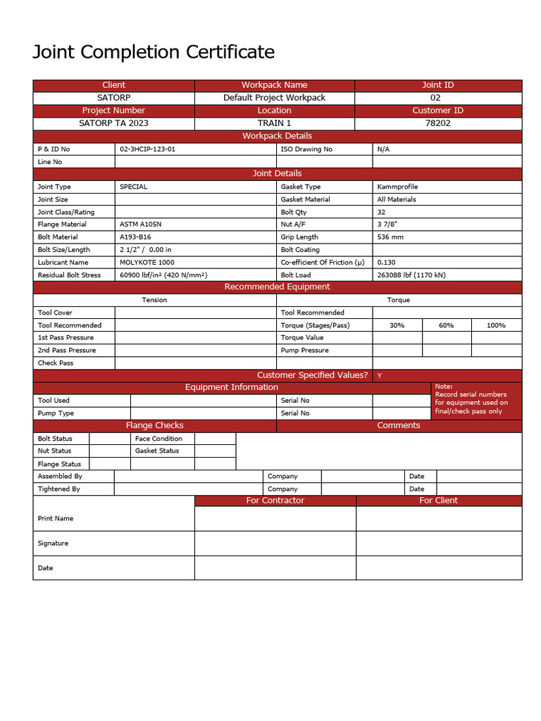 JOINT COMPLETION CERTIFICATE | PDF