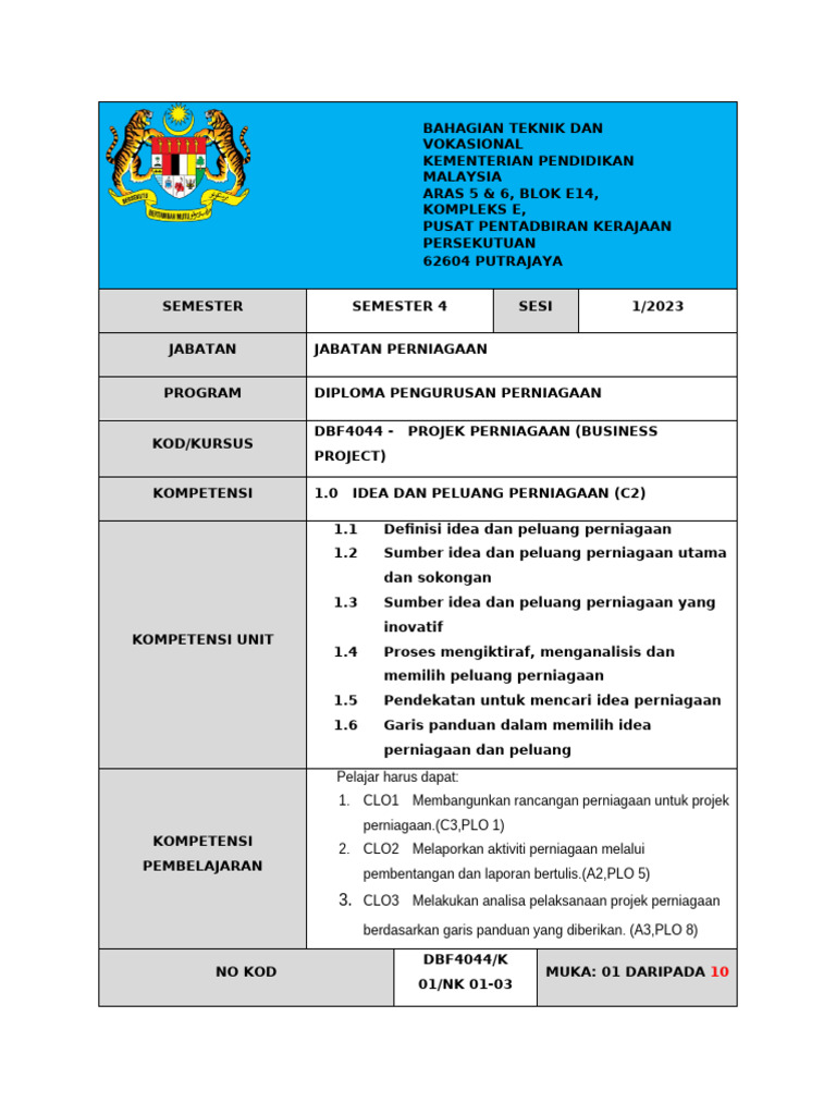 Nota 1 Idea Dan Peluang Perniagaan | PDF