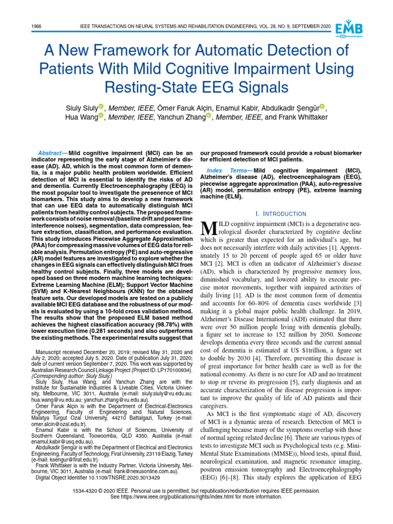 A New Framework For Automatic Detection of Patients With Mild Cognitive Impairment Using Resting ...