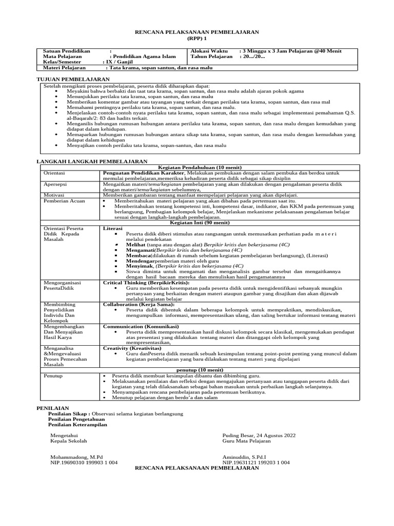 7 Tata Krama, Sopan Santun, Dan Rasa Malu | PDF
